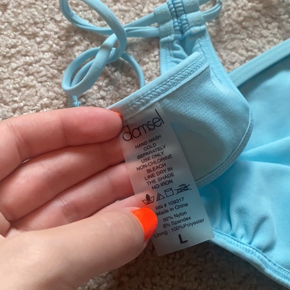 REVOLVE | Swim | Nwot Damsel Light Blue Ribbed Bathing Suit Set | Poshmark